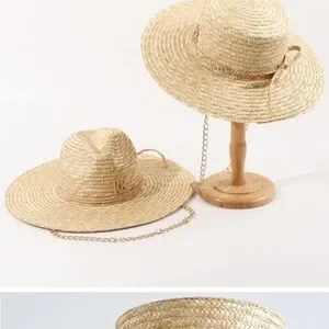 Accessories | Straw Sun Hat With Gold Chain Accent | Poshmark